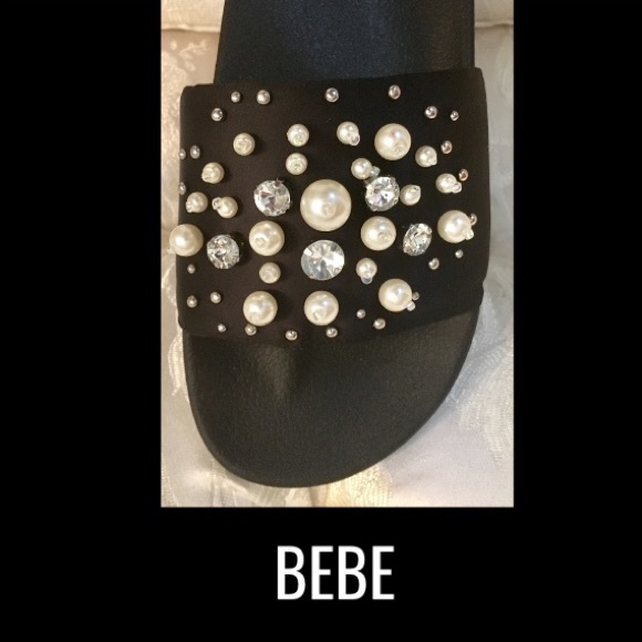 bebe | Shoes | Bebe Fenix Pearl Rhinestone Slide | Poshmark